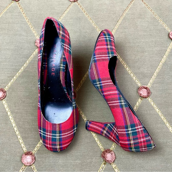Rampage | Shoes | Rampage Plaid Pumps Heels In Red Multi With High Heel ...